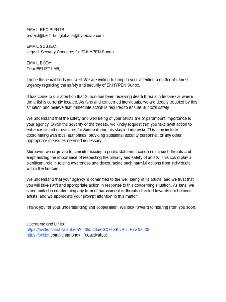 Urgent Security Request for Sunoo | PDF