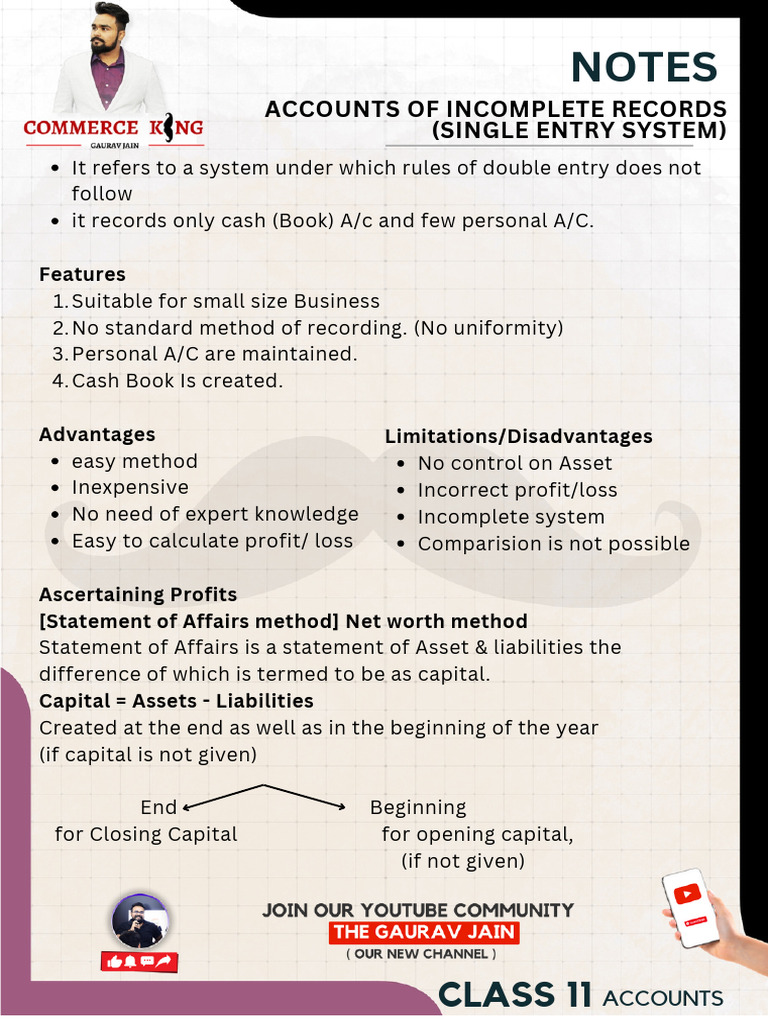 Single Entry System Accounting Guide | PDF | Business Economics | Money