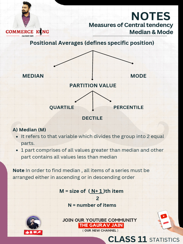 Measures of Central Tendency Median & Mode | PDF | Median | Mode ...