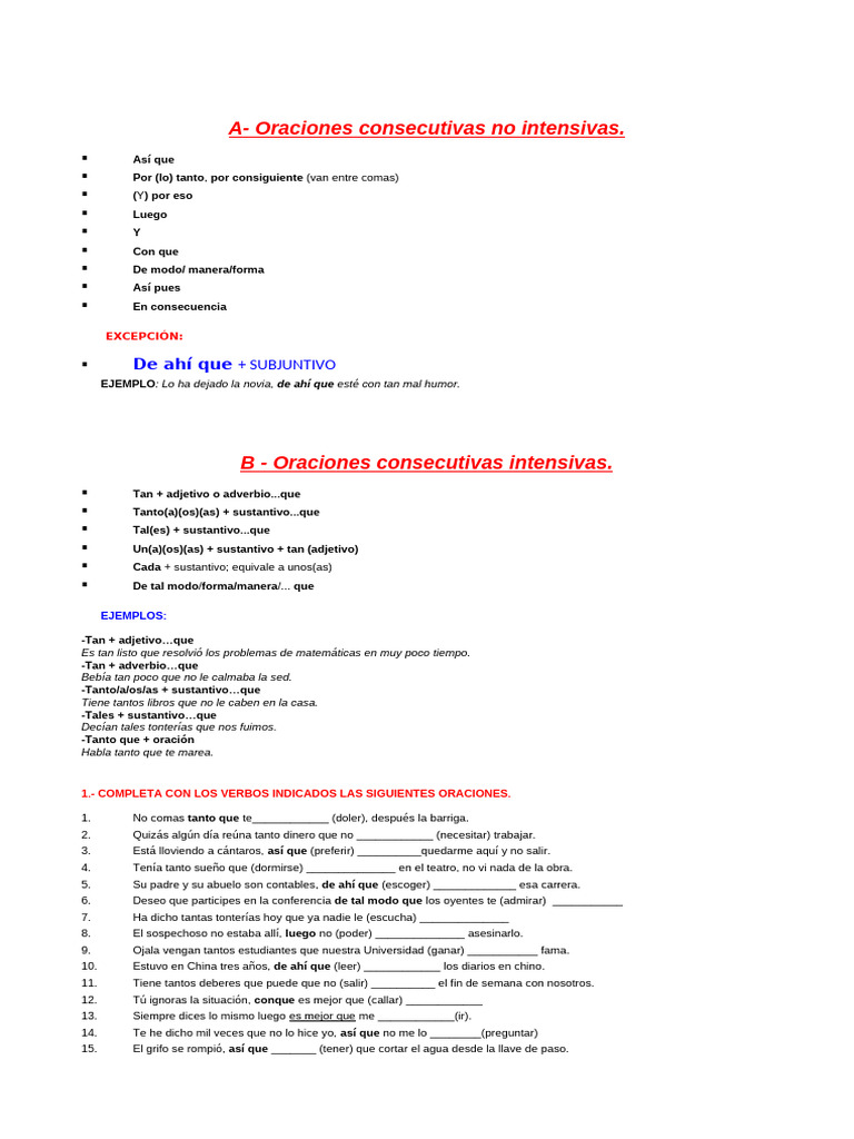 Oraciones consecutivas | PDF