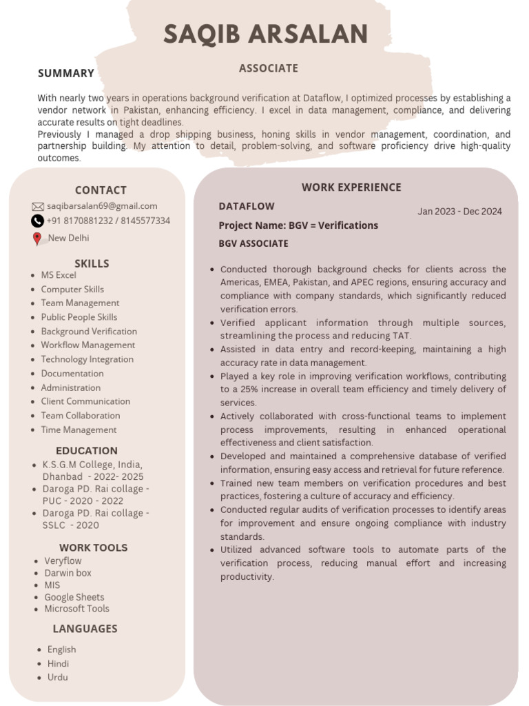 Saqib Arsalan CV (1) (1) | PDF | Verification And Validation | Computing