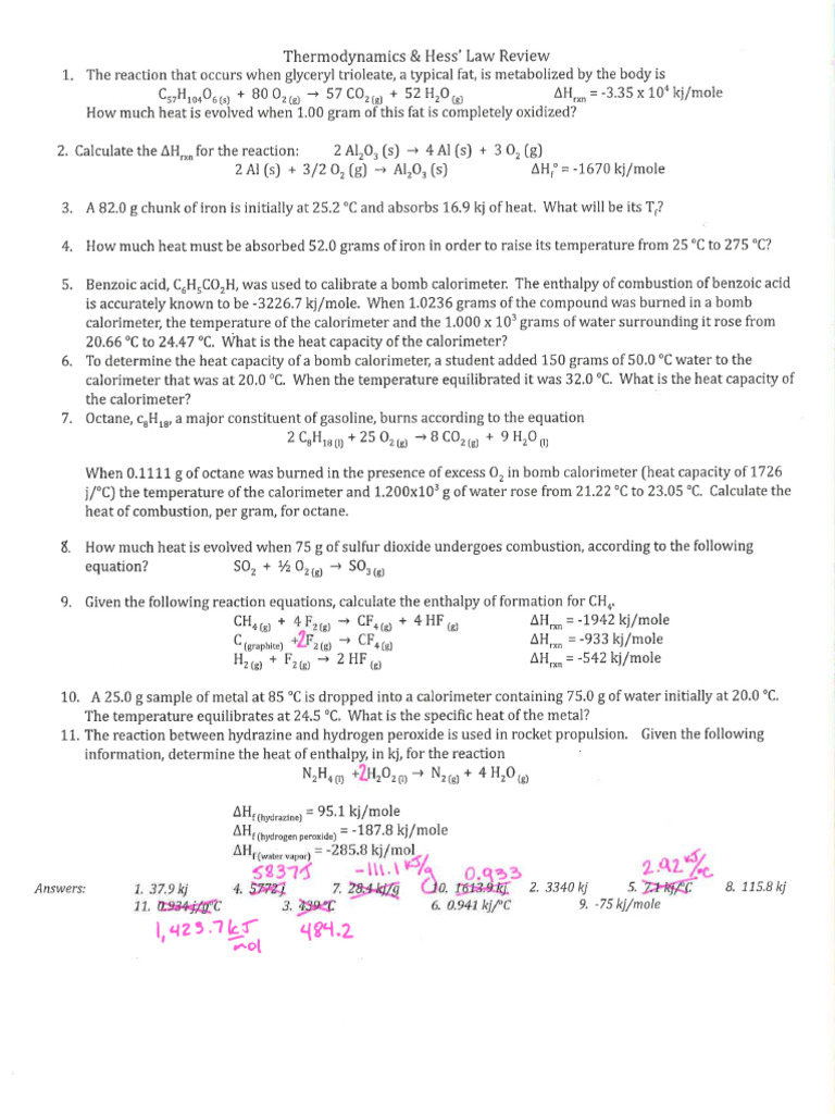 Thermo Review - KEY | PDF