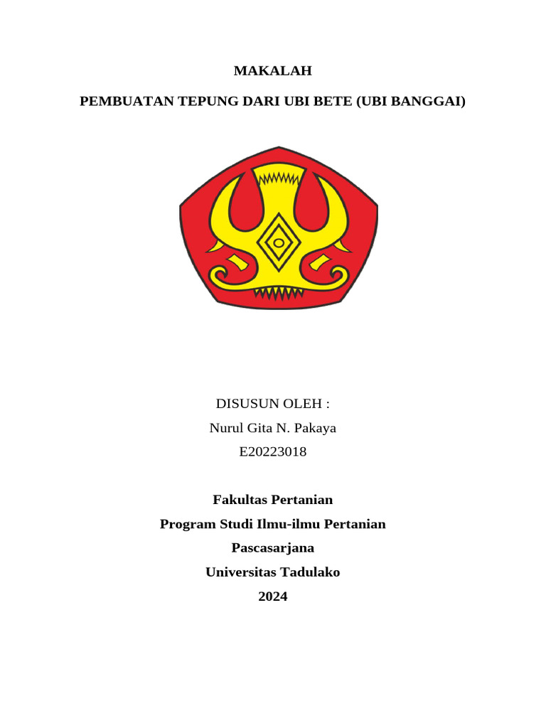 Pembuatan Tepung Ubi Bete Banggai | PDF