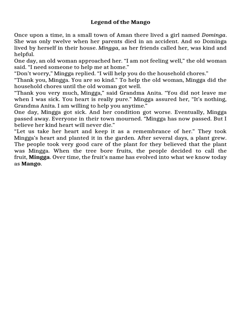 The Legend of the Mango Tree | PDF