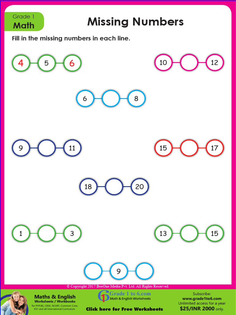 Missing Numbers Up To 20 | PDF