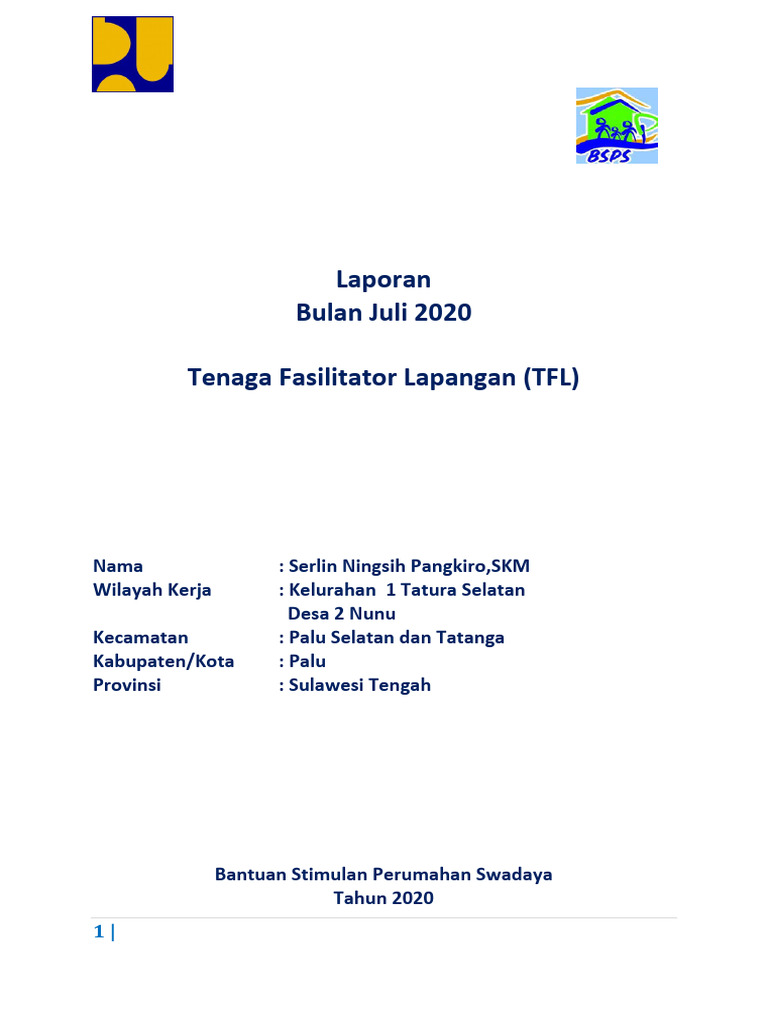 Laporan Bulanan Juli Serlin TFL BSPS 2020 | PDF