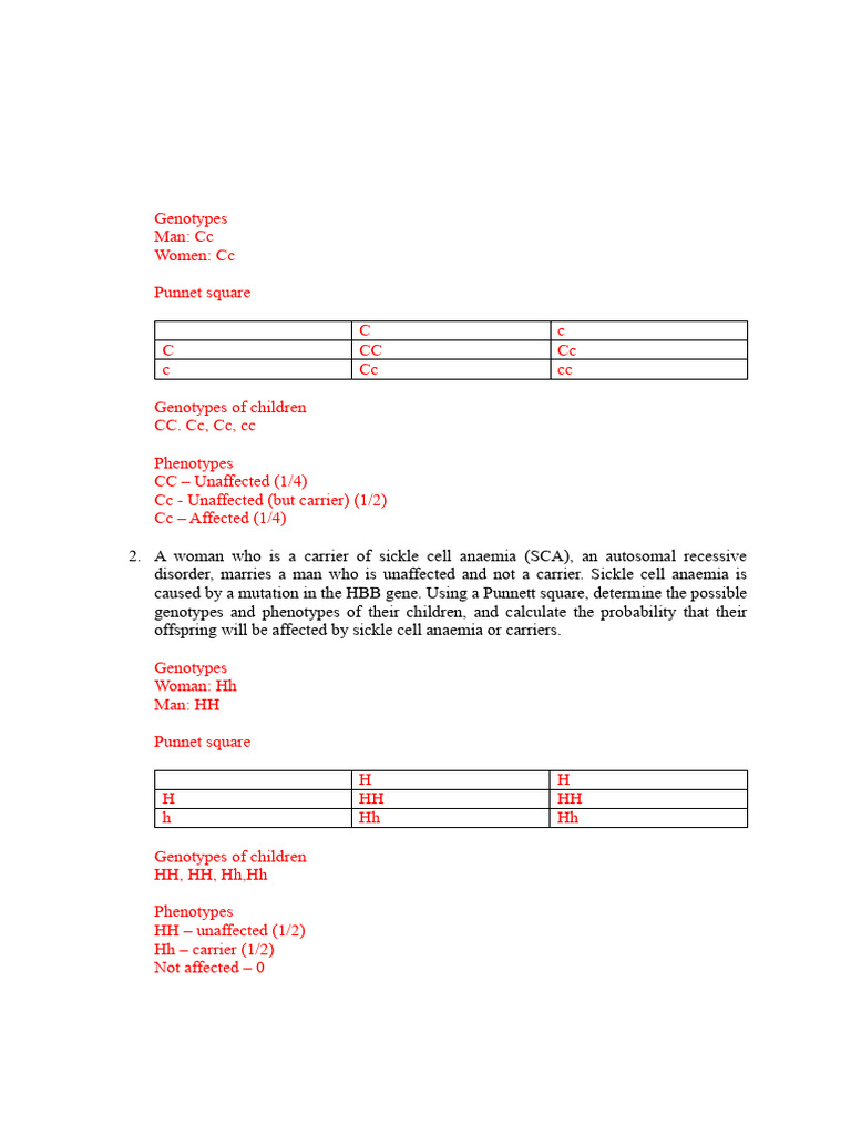 Answer scheme Tutorial Human Genetics | PDF | Dominance (Genetics) | Genotype