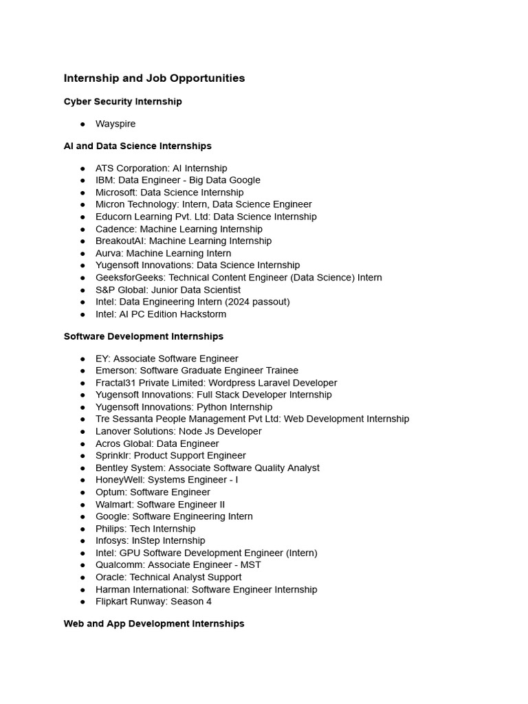 Tech Internships & Jobs 2024 | PDF | Computing | Information Technology