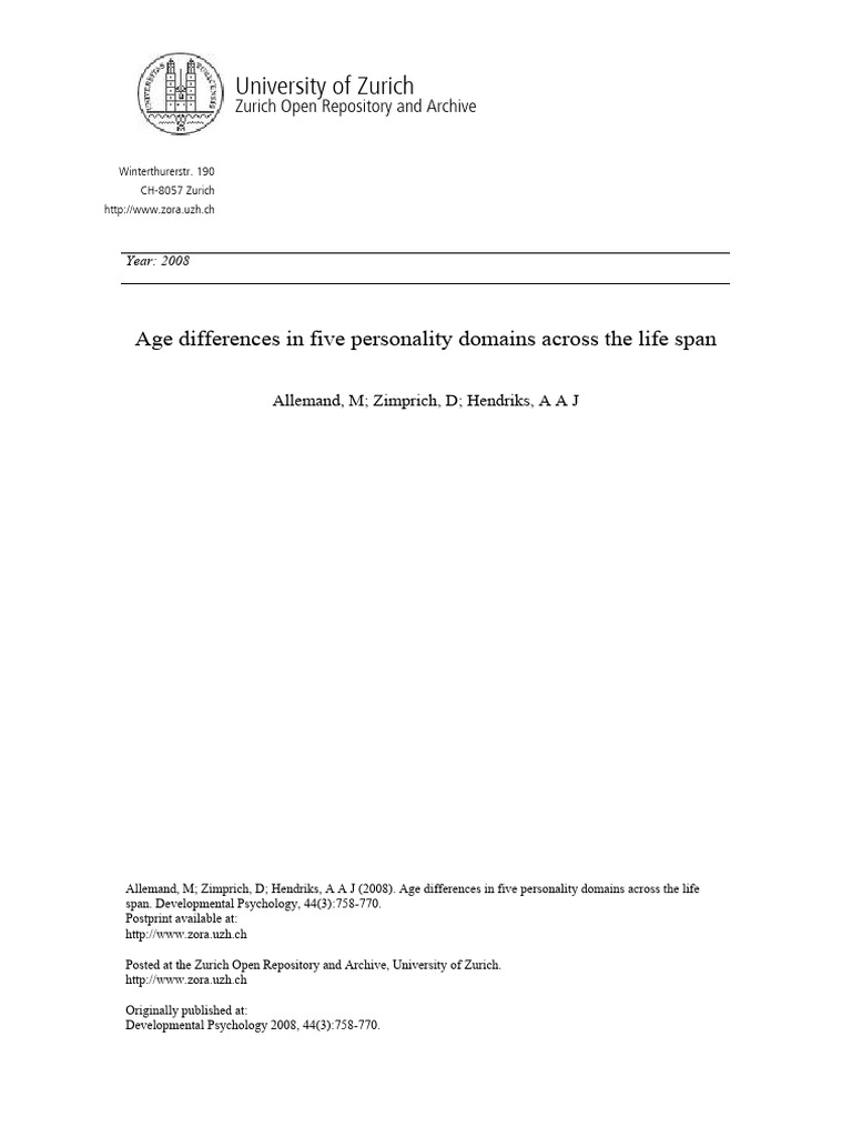 Age Differences in Personality Traits | PDF | Confidence Interval ...