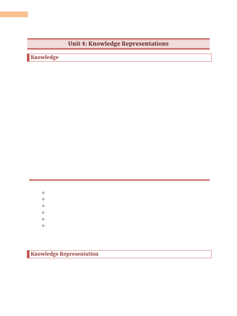AI Unit 4 Knowledge Representation | PDF | Knowledge | Random Variable
