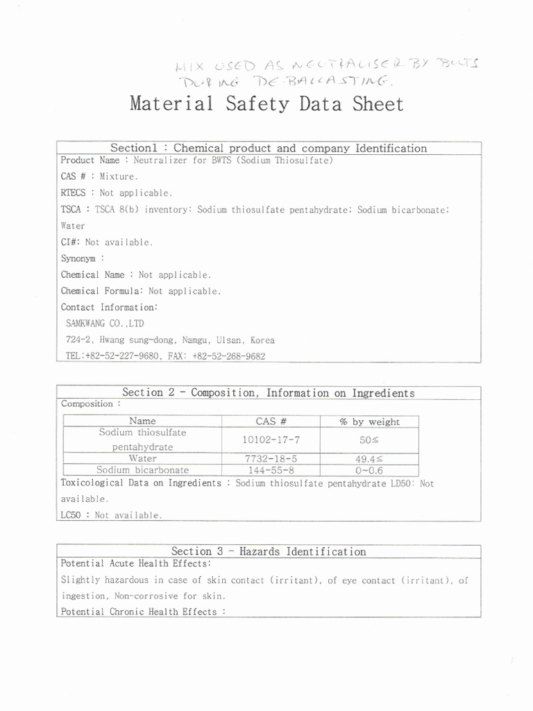 Scde Odium Thiosulfate | PDF
