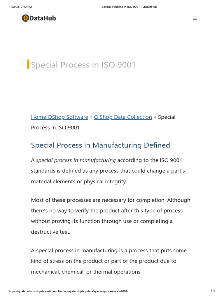 ISO 9001: Understanding Special Processes | PDF