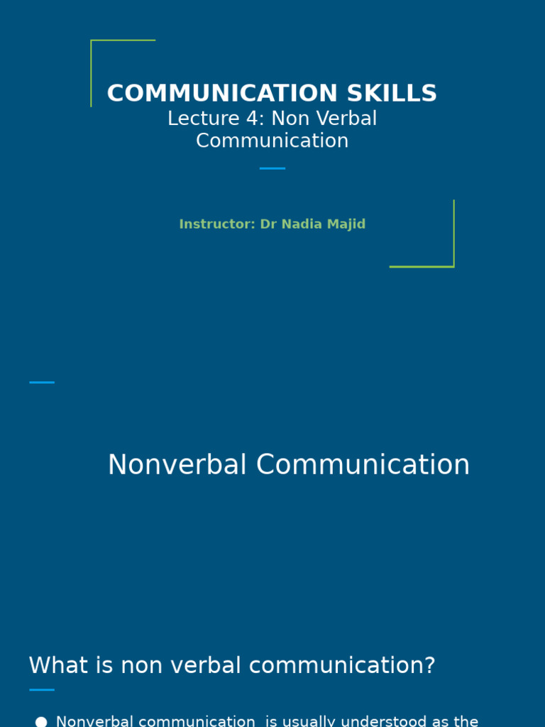 CS Lecture 4 Non verbal Communication | PDF | Nonverbal Communication | Communication