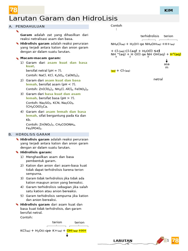 Hidrolisis Garam dalam Larutan | PDF