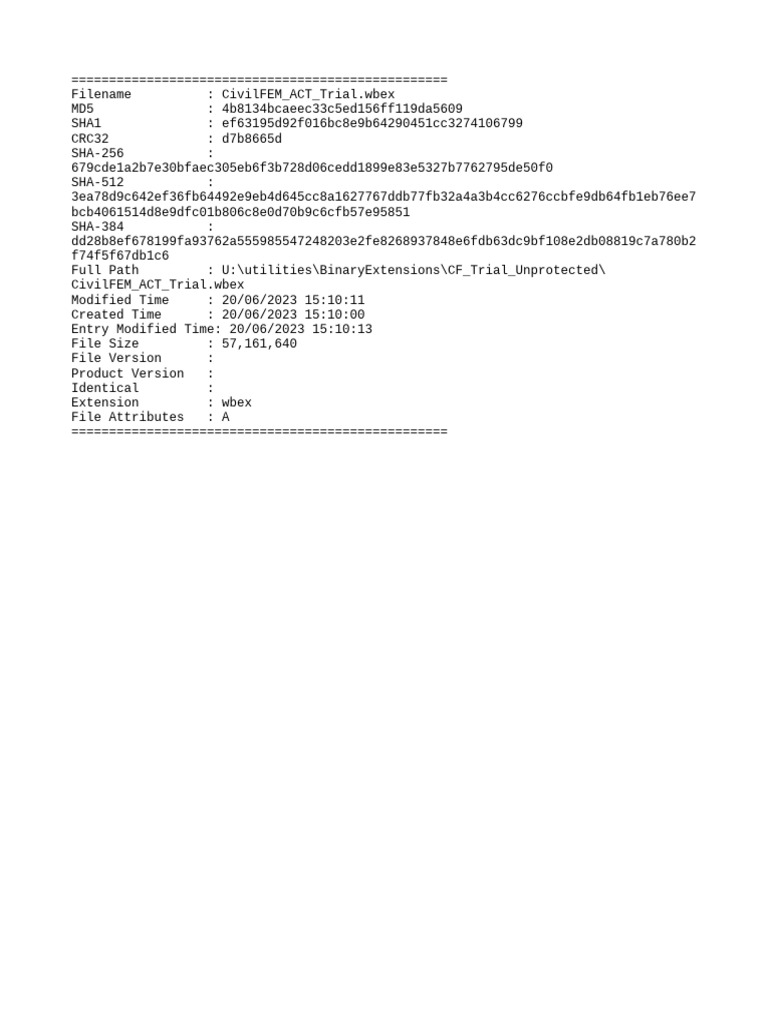 CivilFEM ACT Trial Hash | PDF