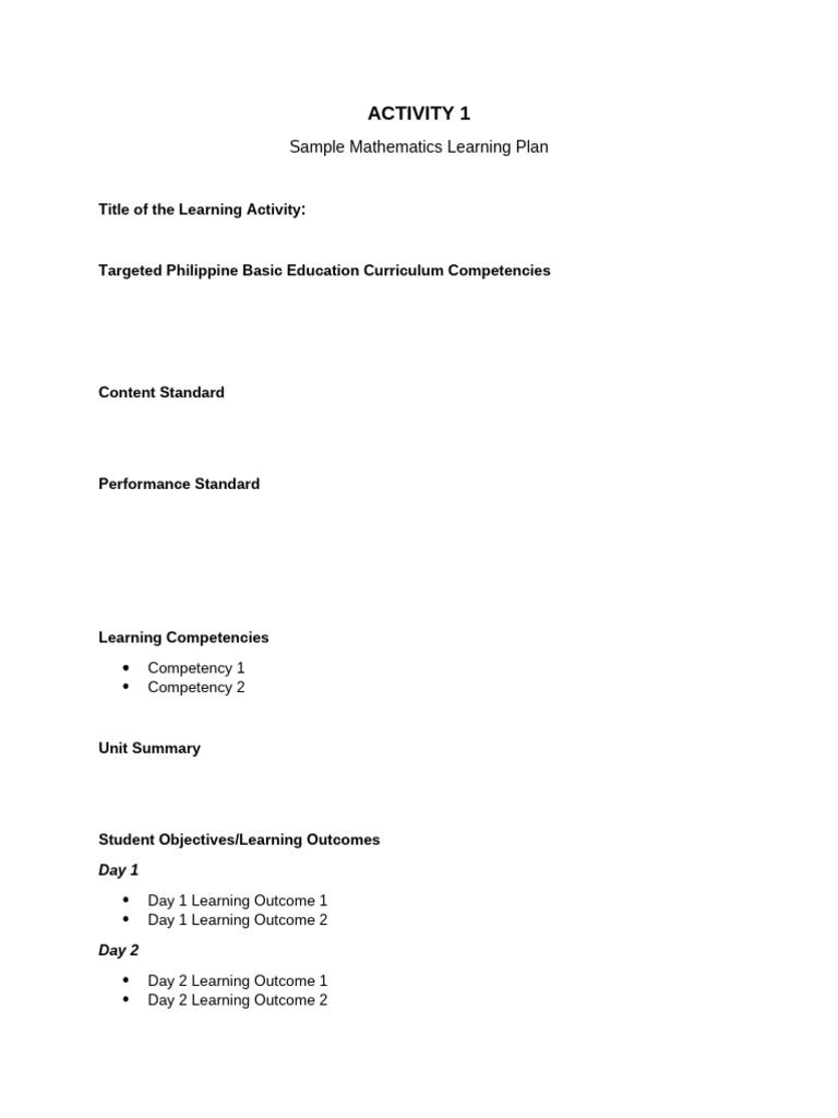 Math-Learning-Activity-Template | PDF
