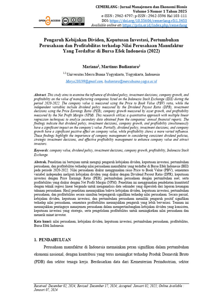 CEMERLANG Vol 5 No 1 Tahun 2025 Hal 103-111 | PDF