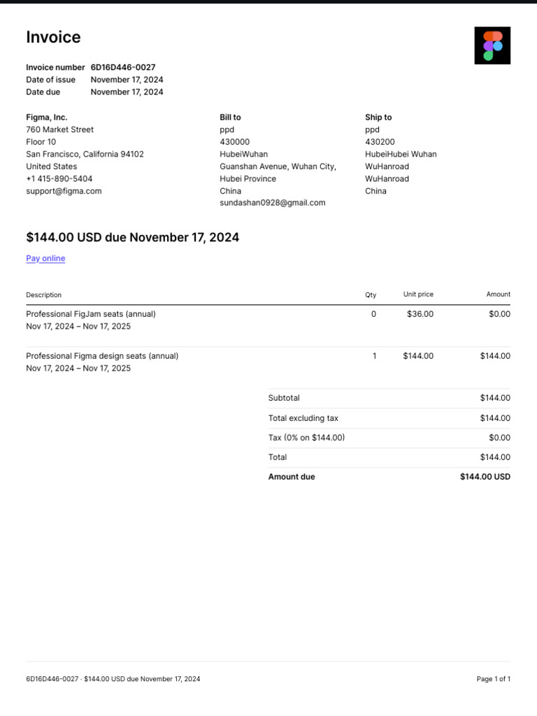 Invoice-6D16D446-0027 | PDF