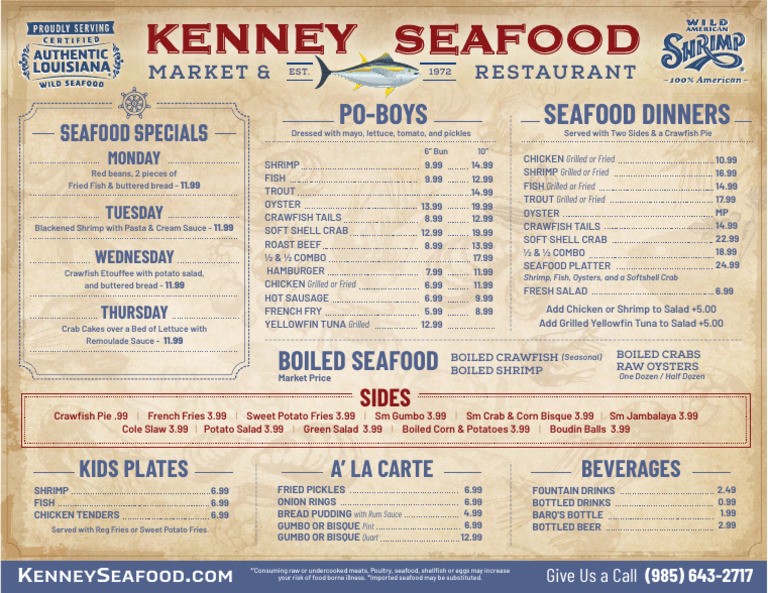 Kenneys Menu 2024 Ver 1 3 | PDF | Salad | Food And Drink