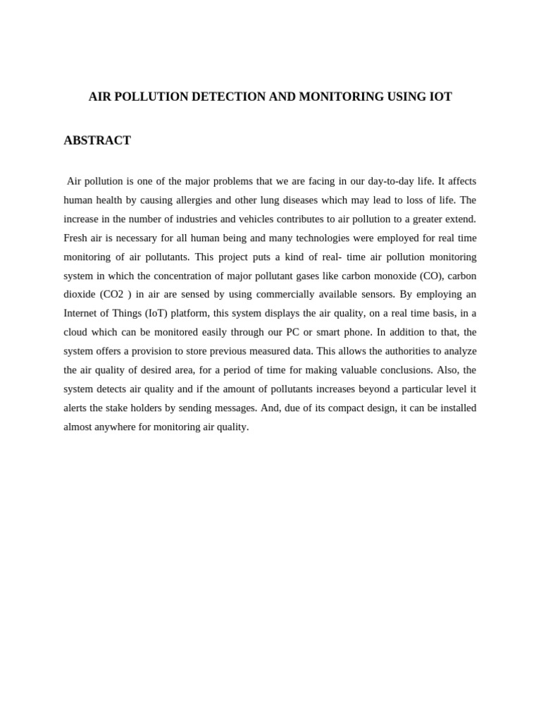 23 AIR POLLUTION DETECTION AND MONITORING USING IOT | PDF