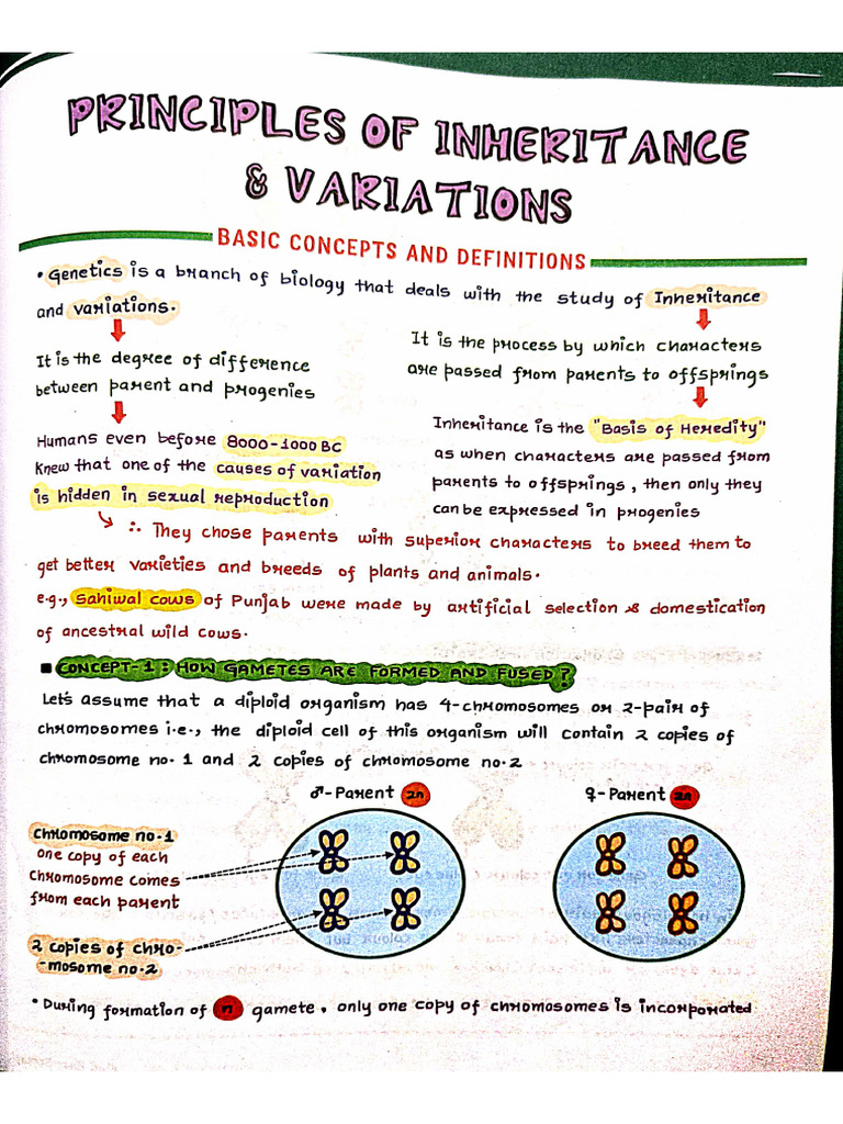 Principal of Inheritance and Variations ??? - ???? | PDF
