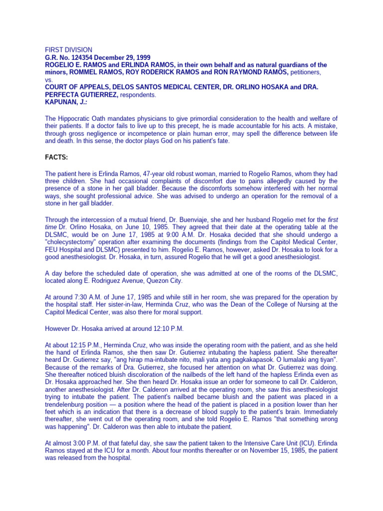 1.-Ramos-vs-CA | PDF | Hospital | Negligence