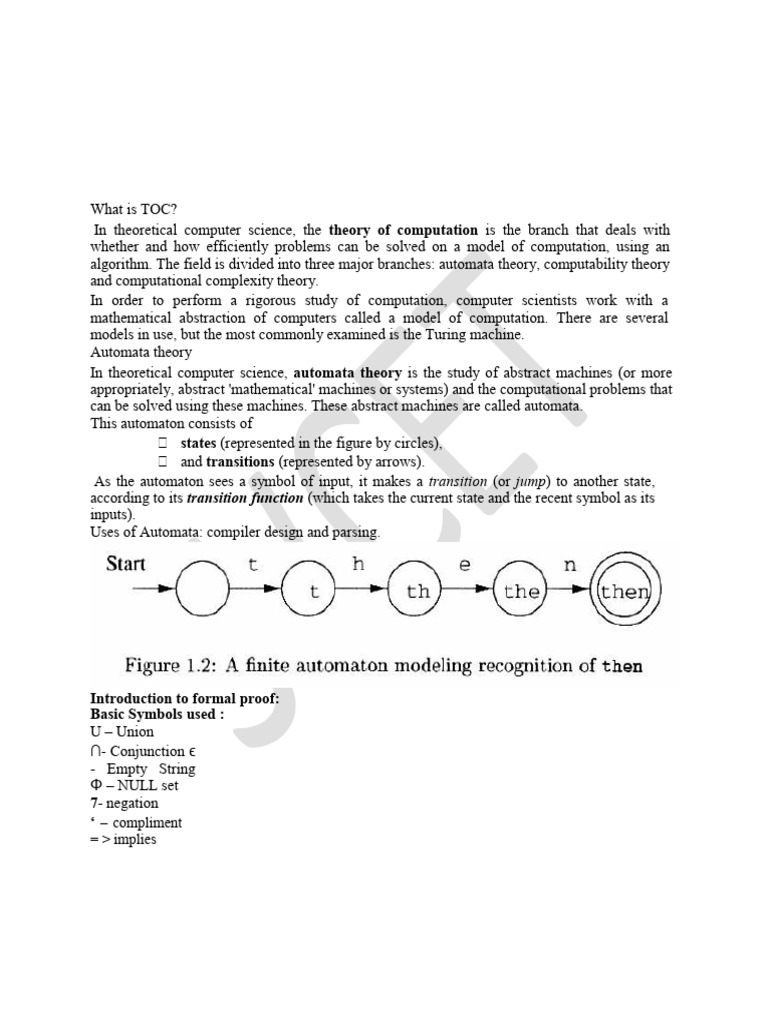 Toc Material Pdf Automata Theory String Computer Science