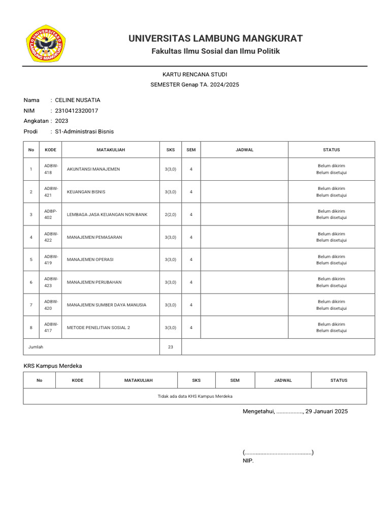 Rencana Studi (6) | PDF
