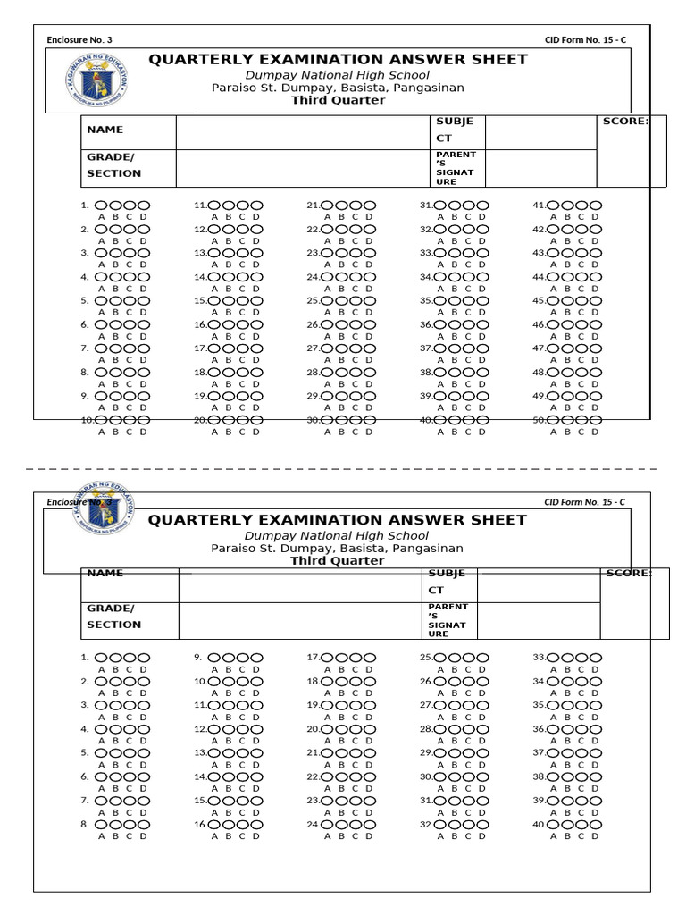671765364-Answer-Sheets-35-40-50-items | PDF