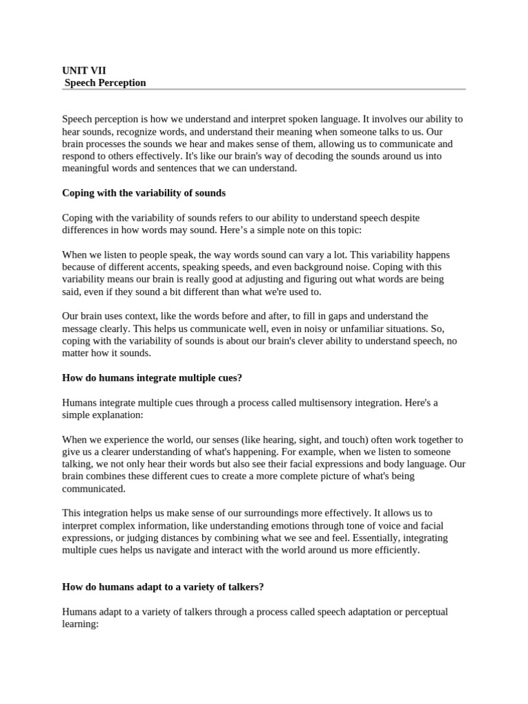 Speech Perception and Adaptation | PDF | Perception | Speech