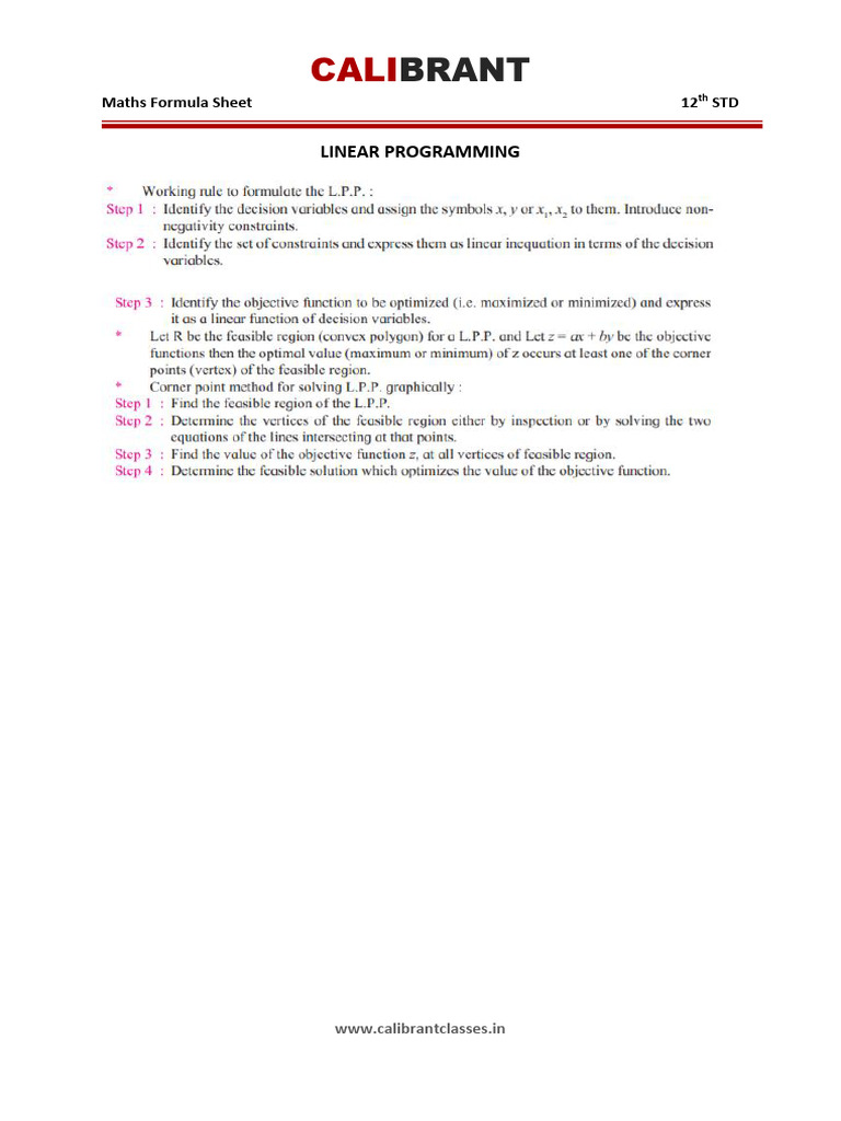 Maths I - 7 - Linear Prog Formula | PDF
