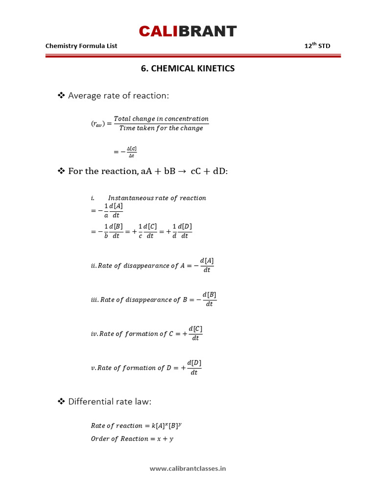 Chemistry - 6 - Chemical Kinetics | PDF | Chemical Kinetics | Reaction Rate