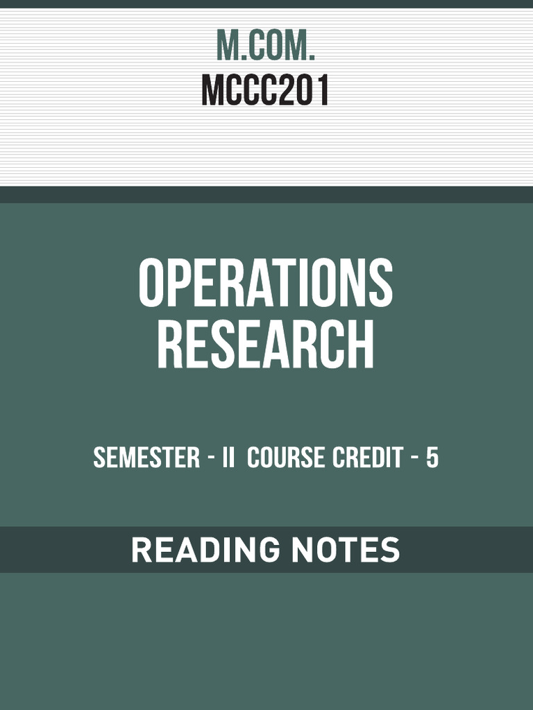 Operations Research - SM 1-5 | PDF