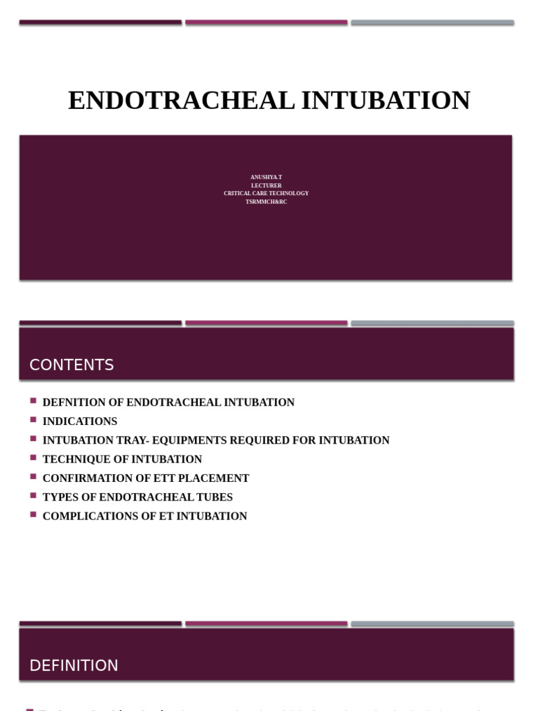 Endotracheal Intubation | PDF | Medical Procedures | Pulmonology