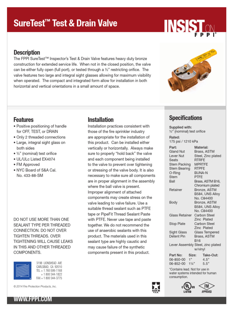 SureTest Test and Drain | PDF | Valve | Materials