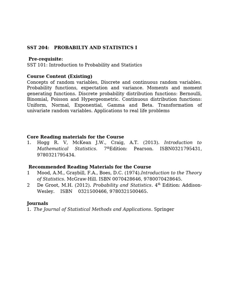 SST 204 2024-outline | PDF