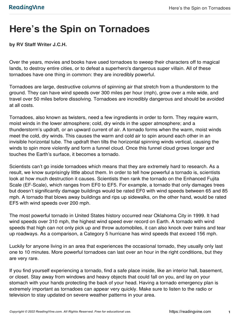 Heres-the-Spin-on-Tornadoes-passage | PDF | Tornadoes | Wound