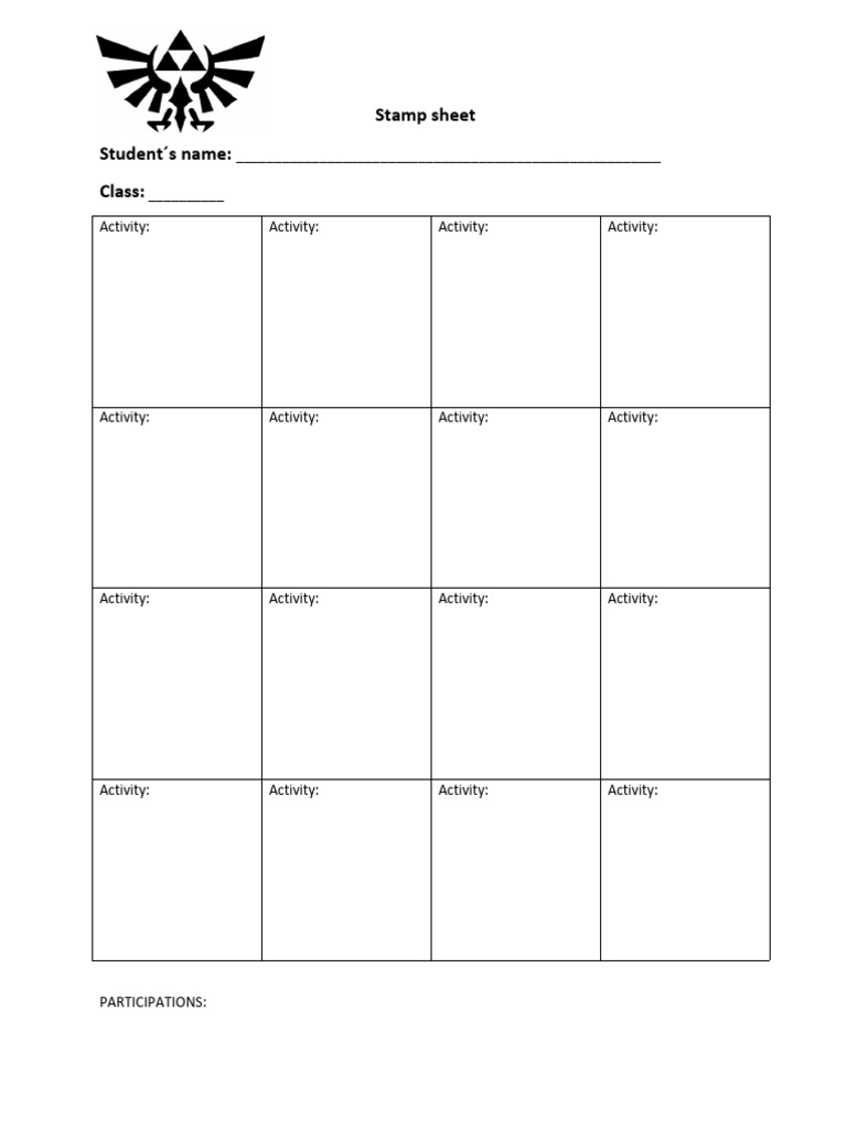 Student Stamp Sheet Template | PDF