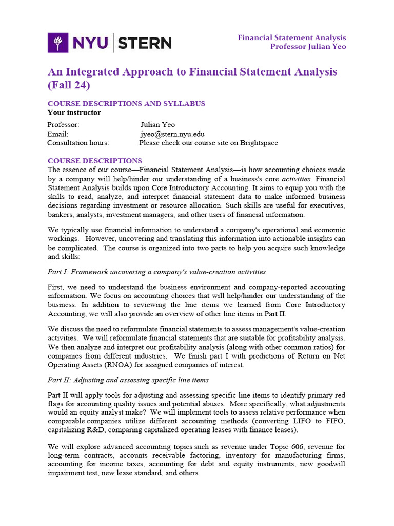 FSA Day Time MBA Syllabus 24 | PDF | Turnitin | Financial Statement ...