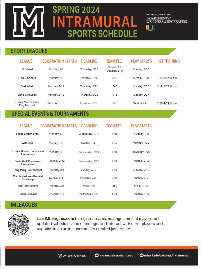 Intramural Sports Schedule | PDF | Login | World Wide Web