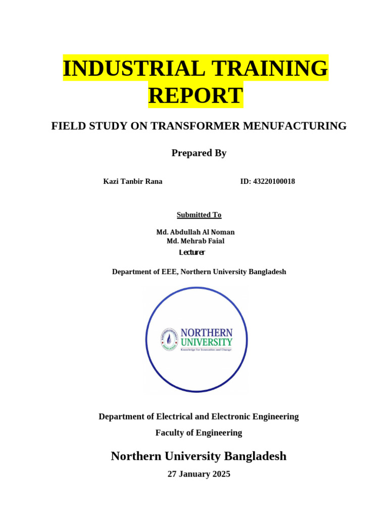 Transformer Manufacturing Field Study Report | PDF