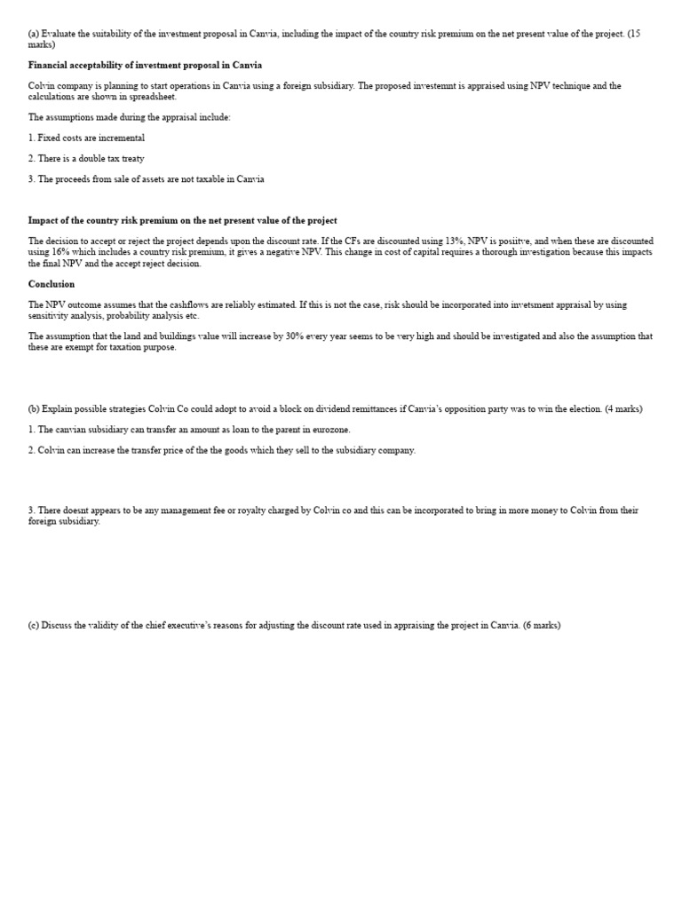 Colvin Co's Investment Proposal in Canvia | PDF