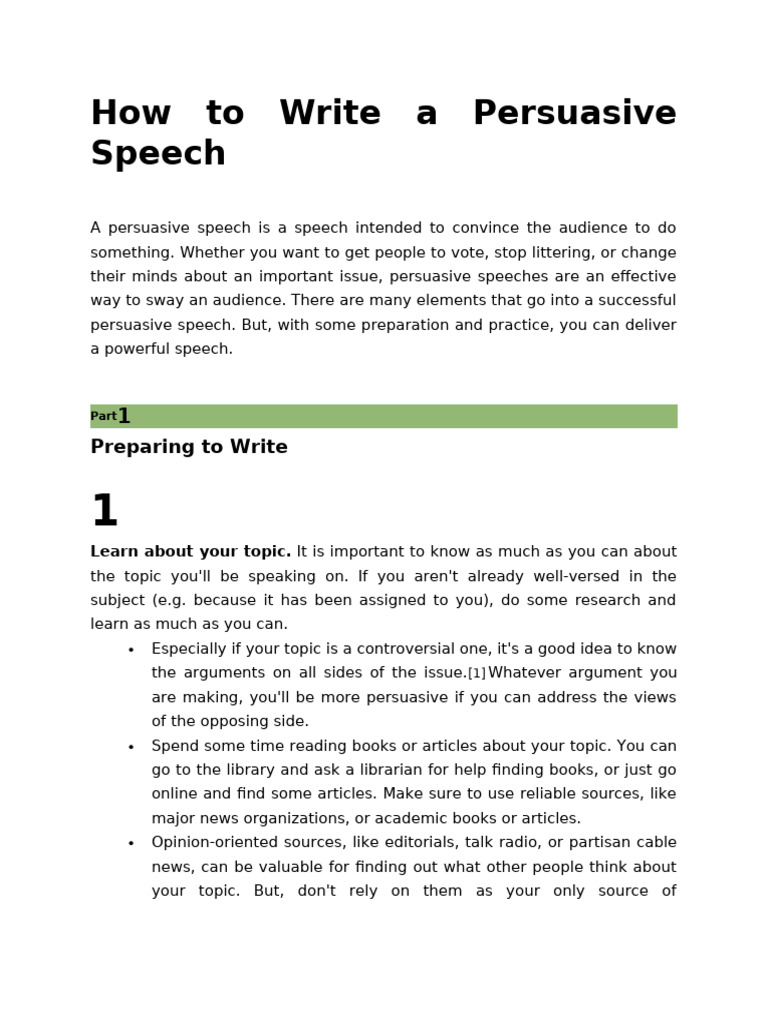 Crafting a Persuasive Speech Guide | PDF | Cognition