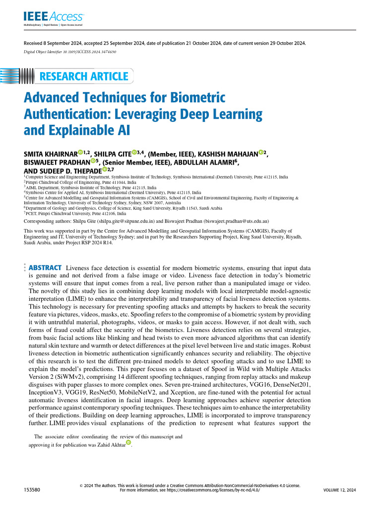Advanced Techniques for Biometric | PDF | Deep Learning | Artificial Intelligence