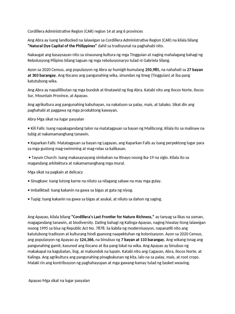 Abra at Apayao | PDF