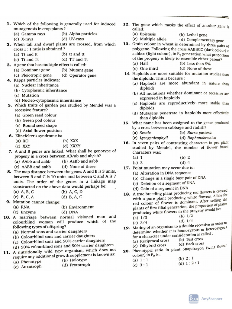 Pyqs Principle of Inheritance | PDF