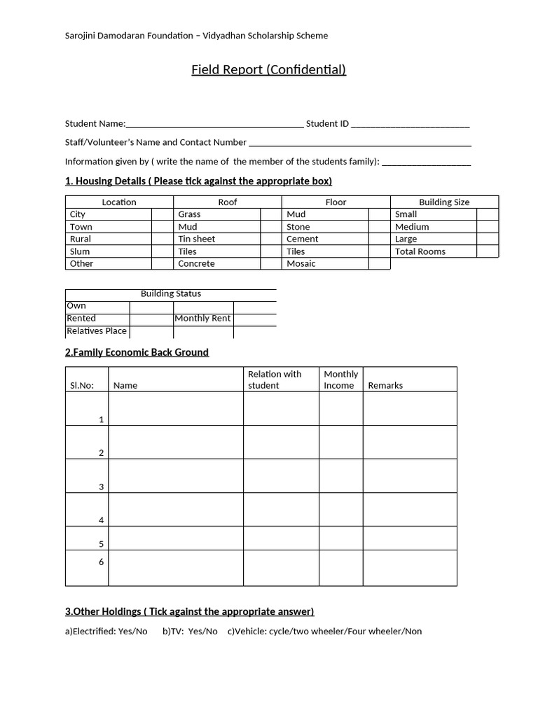 House Visit Report FORMAT | PDF