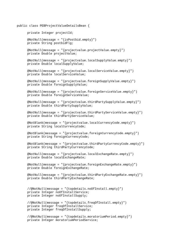 PEBProject Value Details Bean | PDF | Computer Programming | Software ...