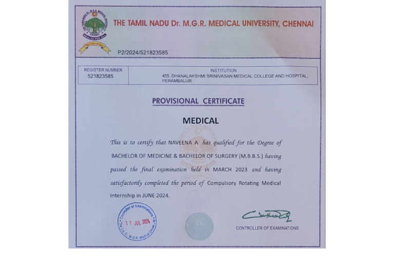 TNMC Reg Certificate | PDF