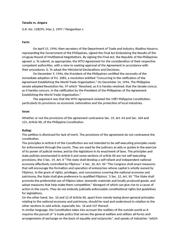 Tanada vs. Angara, G.R. No. 118295 | PDF